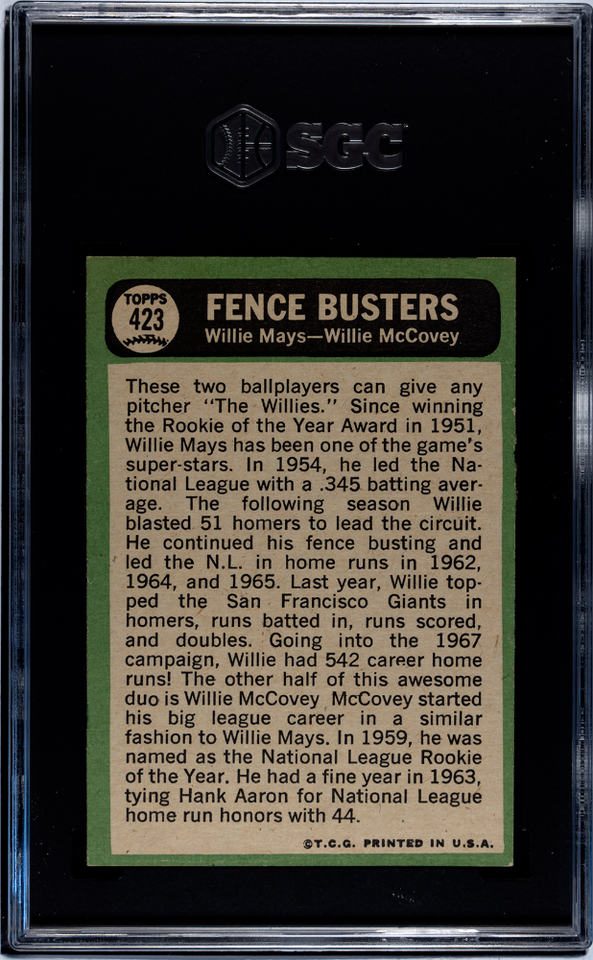 1967 Topps Fence Busters #423 SGC 3.5 | eBay