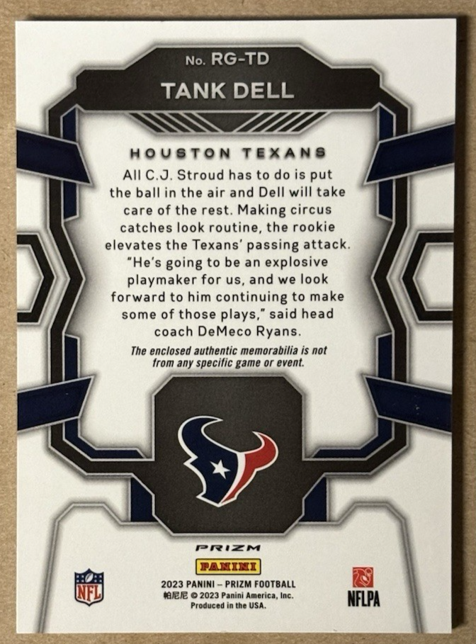 Tank Dell Neon Green Pulsar 2023 Panini Prizm Rookie Gear Patch #RG-TD ...