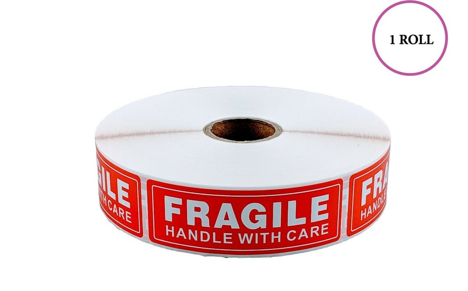 FRAGILE - HANDLE WITH CARE Stickers, 1X3, (1000 Per Roll) | eBay