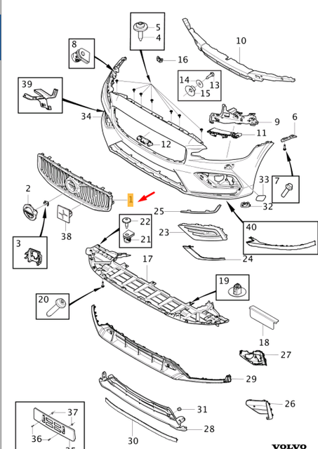 VOLVO V60 MK2 Radiator Grille 32365398 GENUINE for sale online | eBay