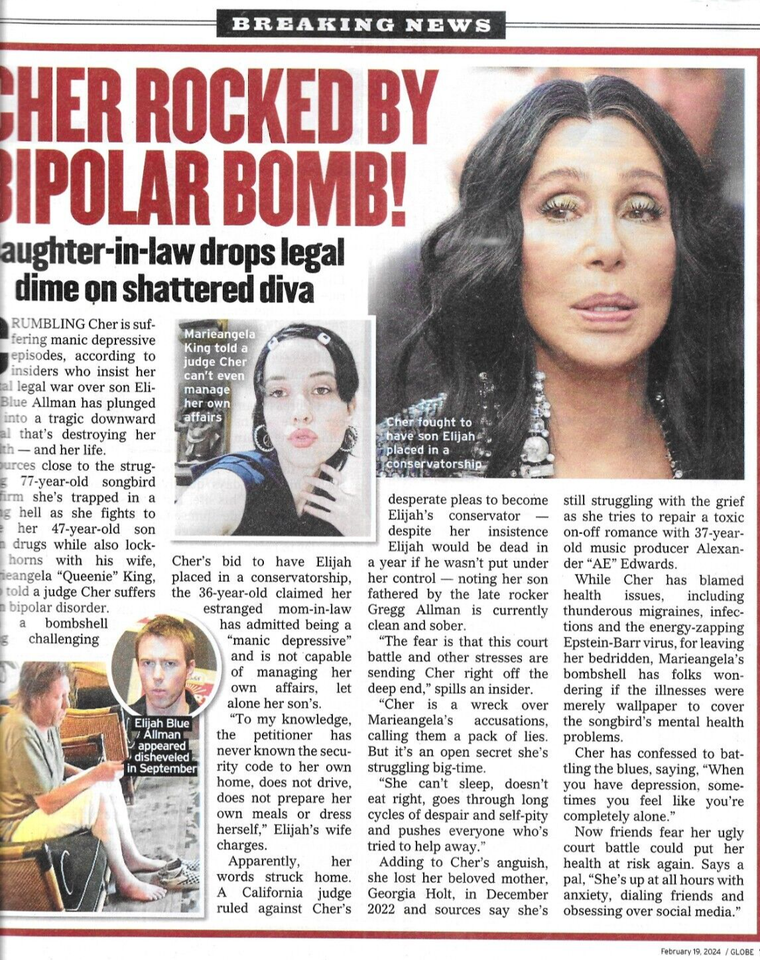 Globe Magazine King Charles Vince McMahon Cher Jason Statham Amelia ...