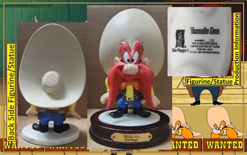 RARE SIX FLAG LOONEY TUNES YOSEMITE SAM FIGURE ON WOOD BASE NUMBERED ...