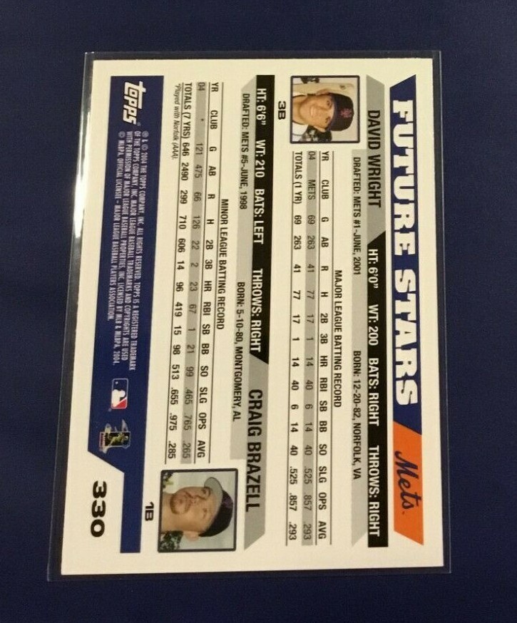 2005 Topps # 330 DAVID WRIGHT ROOKIE RC Future Stars New York Mets | eBay