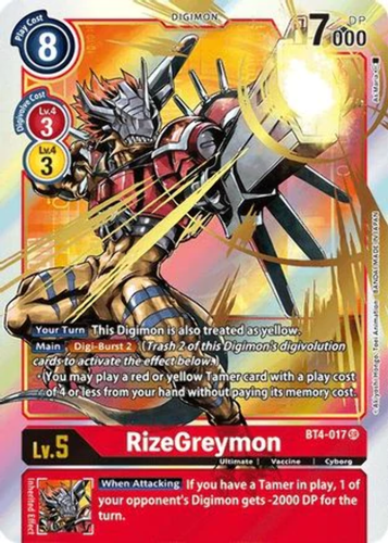 RizeGreymon Alternate Art BT4-017 - Super Rare Digimon TCG Card - Red ...