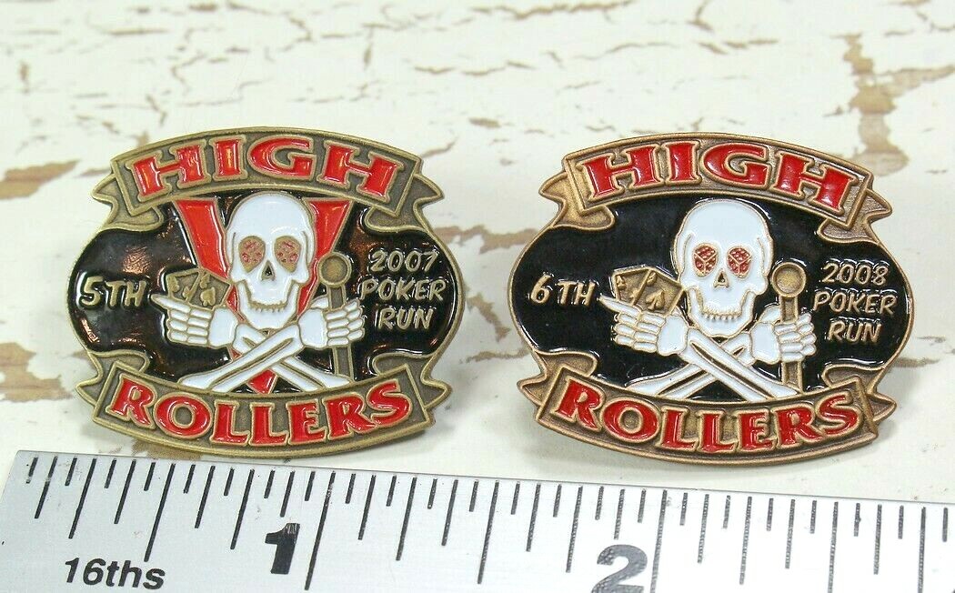 2008 2009 HIGH ROLLERS Poker Run SKULL Motorcycle Jacket PINS | eBay