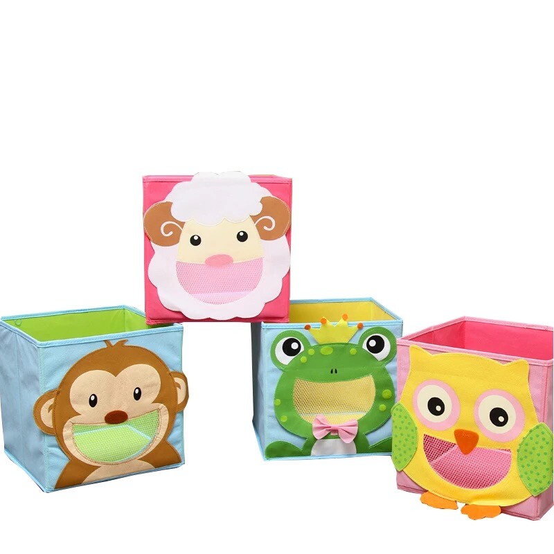Cartoon Foldable Canvas Storage Collapsible Box Fabric Cube Cloth Toys ...