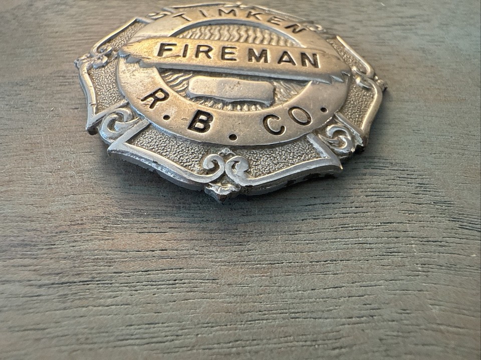 VINTAGE OBSOLETE TIMKEN FIREMAN R.B. CO. FIRE DEPARTMENT BADGE | eBay
