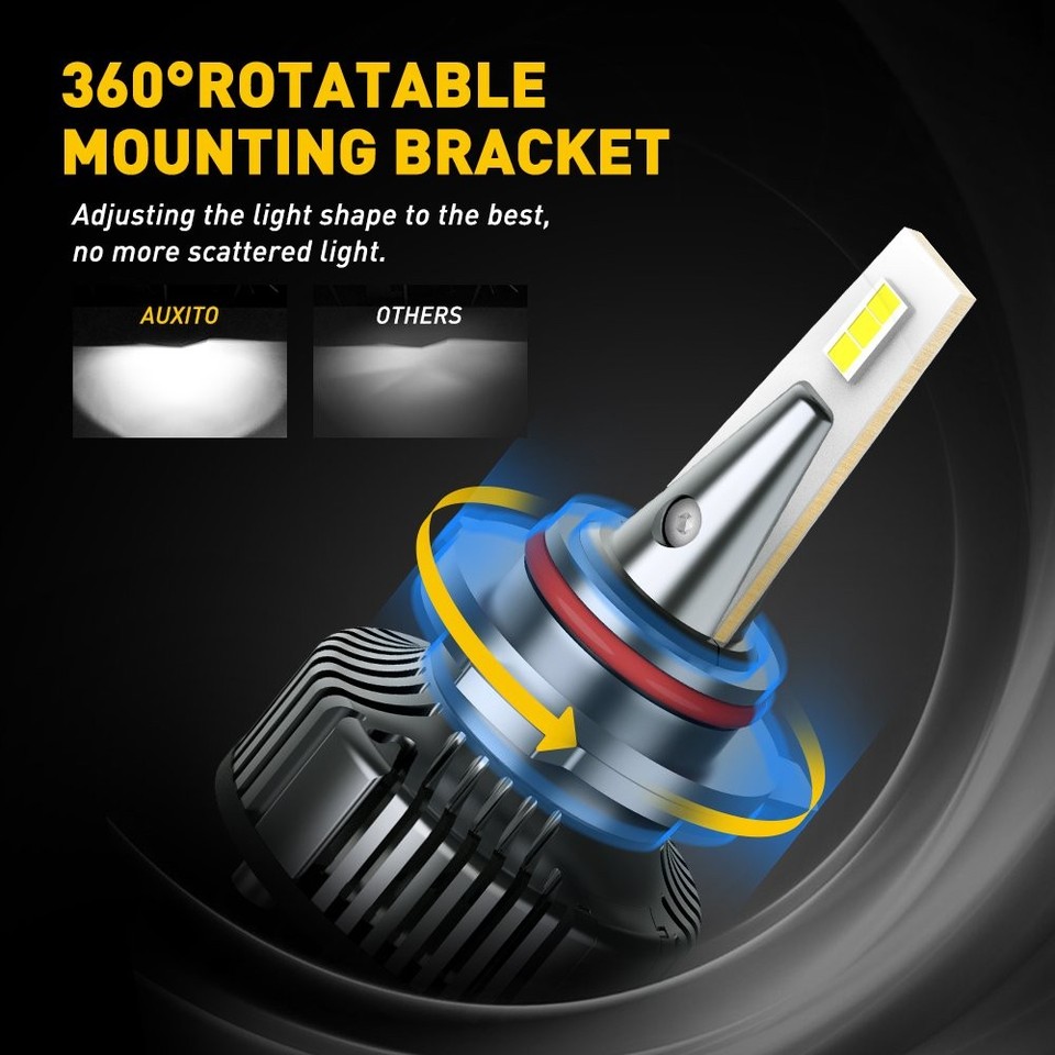 2X 9012 HIR2 LED Headlight Lamp Hi/Low Beam 16000LM 6500K Error CANBUS ...