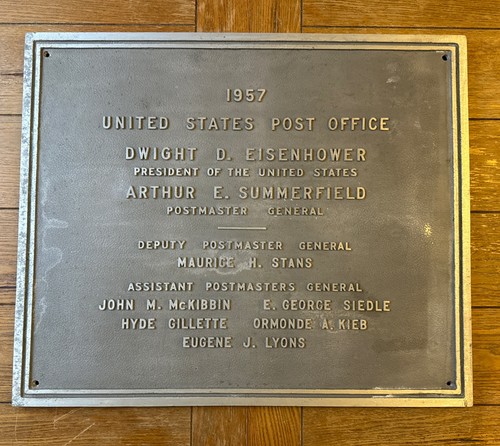 Vintage US Post Office Dedication Plaque 1957 President Dwight D ...