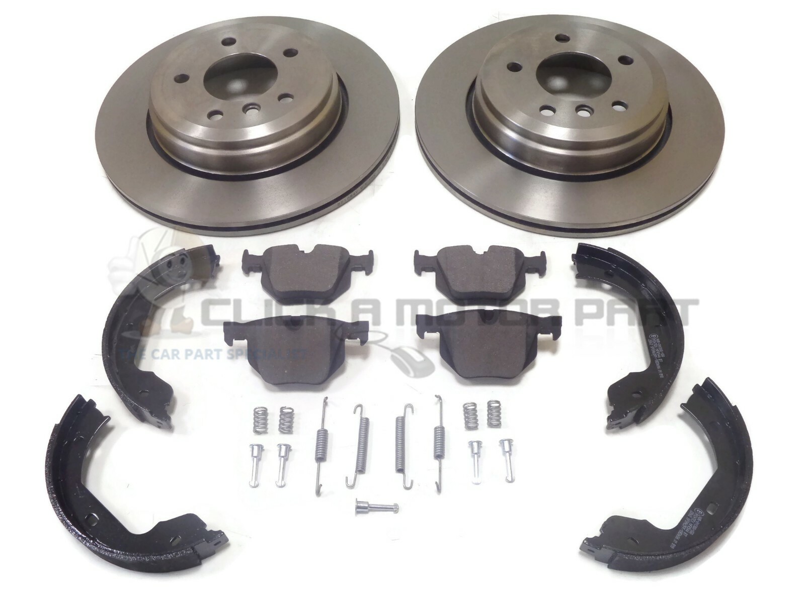BMW E60 E61 520 525 525D 530D REAR BRAKE DISCS PADS HANDBRAKE SHOES ...