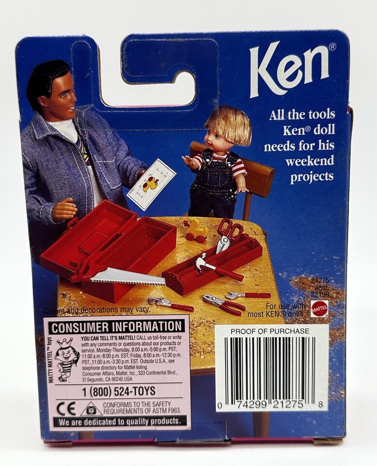 Mattel KEN TOOL BOX SET ~ Miniature Tools ~ 1998 ~ NEW NRFB ~ Special ...
