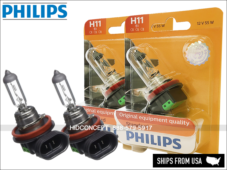 Philips H11 OEM Original Standard Headlight Halogen Bulbs | 12362B1 ...