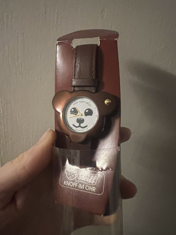 Steiff - Unusual Vintage Teddy Bear Face Watch. Brand new in box | eBay UK