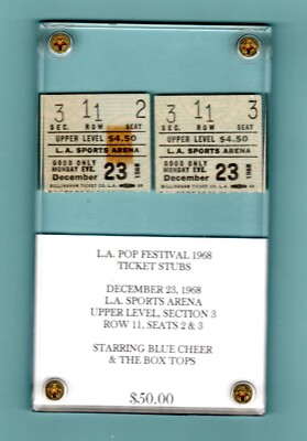 "L.A. Pop Festival 1968" 2 Ticket Stubs With Blue Cheer & Box Tops | eBay