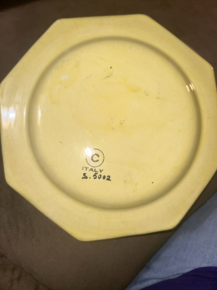 Vintage Mottahedeh Italian Yellow and Black Toile Creil Ware 8” Octagon ...