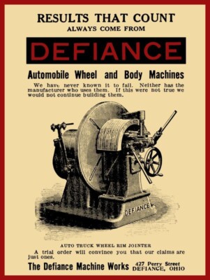 1912 Defiance Machine Works NEW Sign 24x30" USA STEEL XL Size: Defiance ...