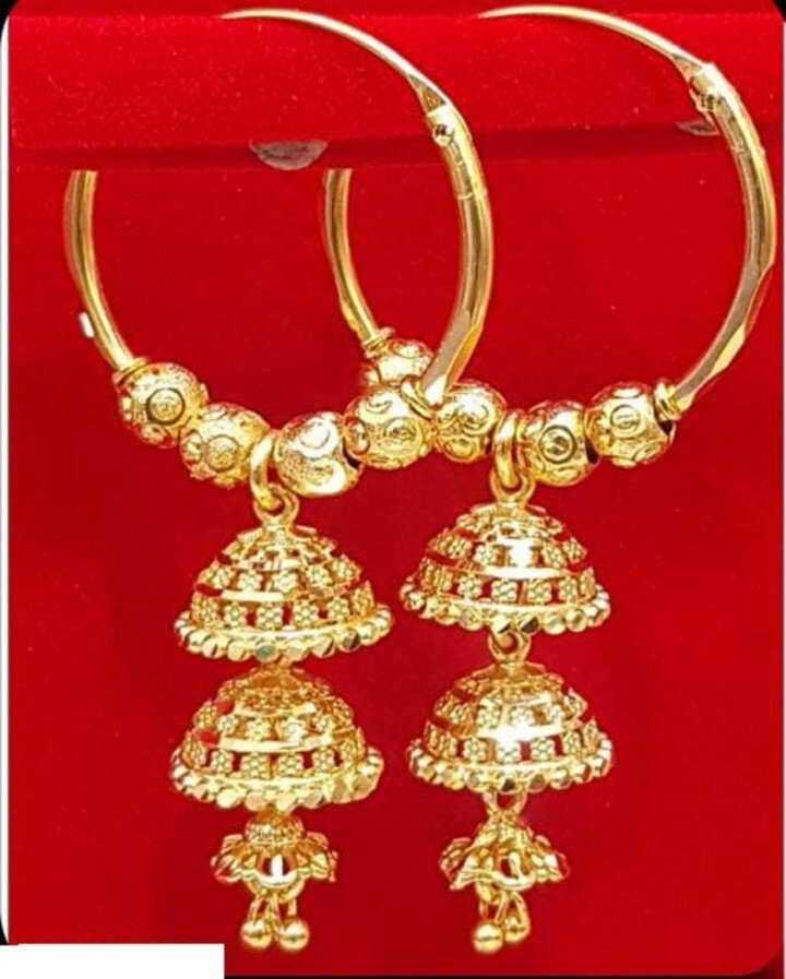Indian Bollywood 22k Gold Plated Bridal Jhumkaa Earrings Wedding ...