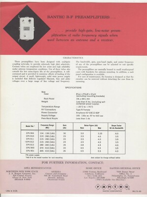 RANTEC CORP AD R-F Preamplifiers Provide High-Gain Low-Noise ...