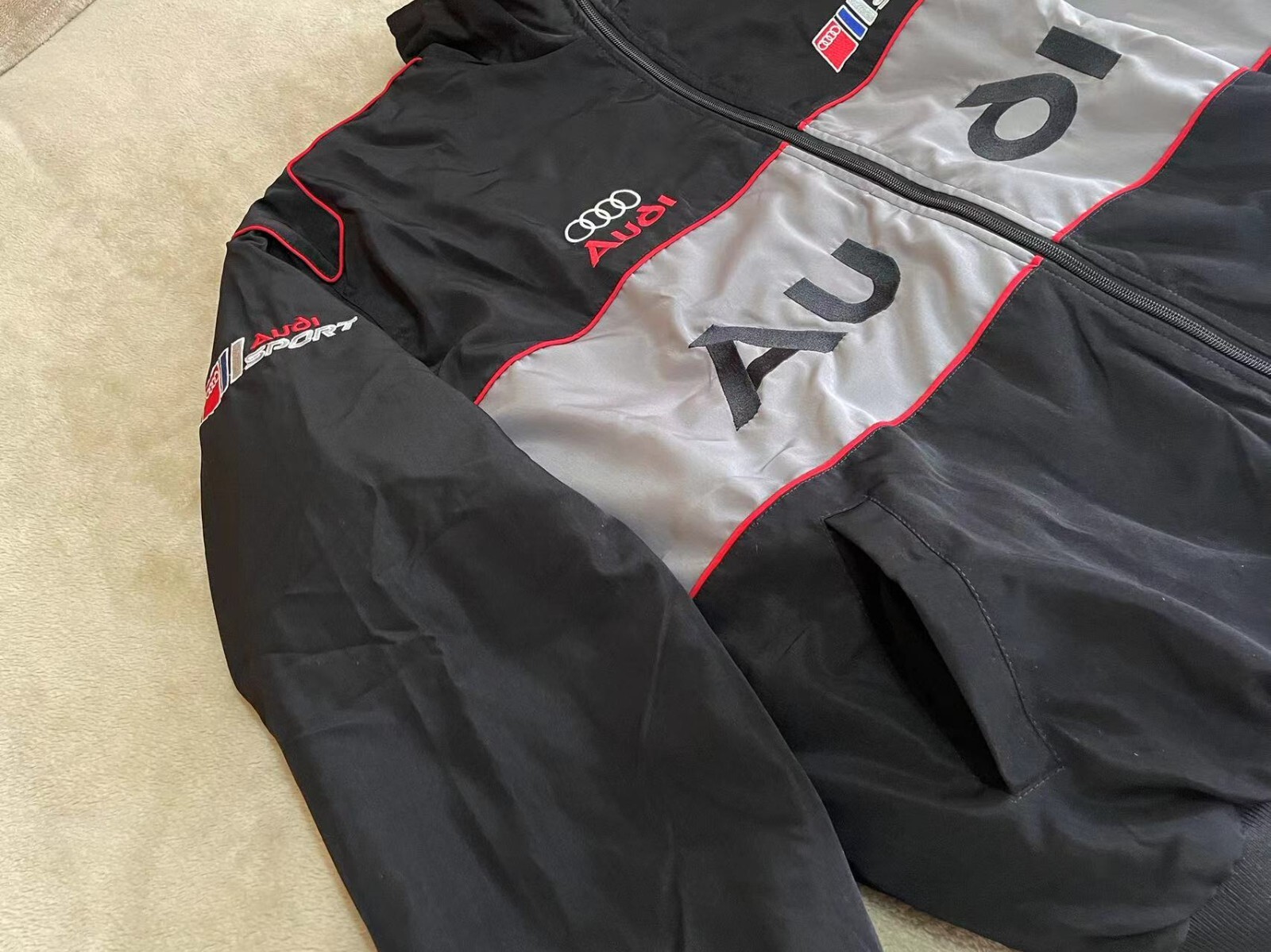 Unisex Adult F1 Racing Jacket, Audi Jacket Black,Ebroidered Cotton ...