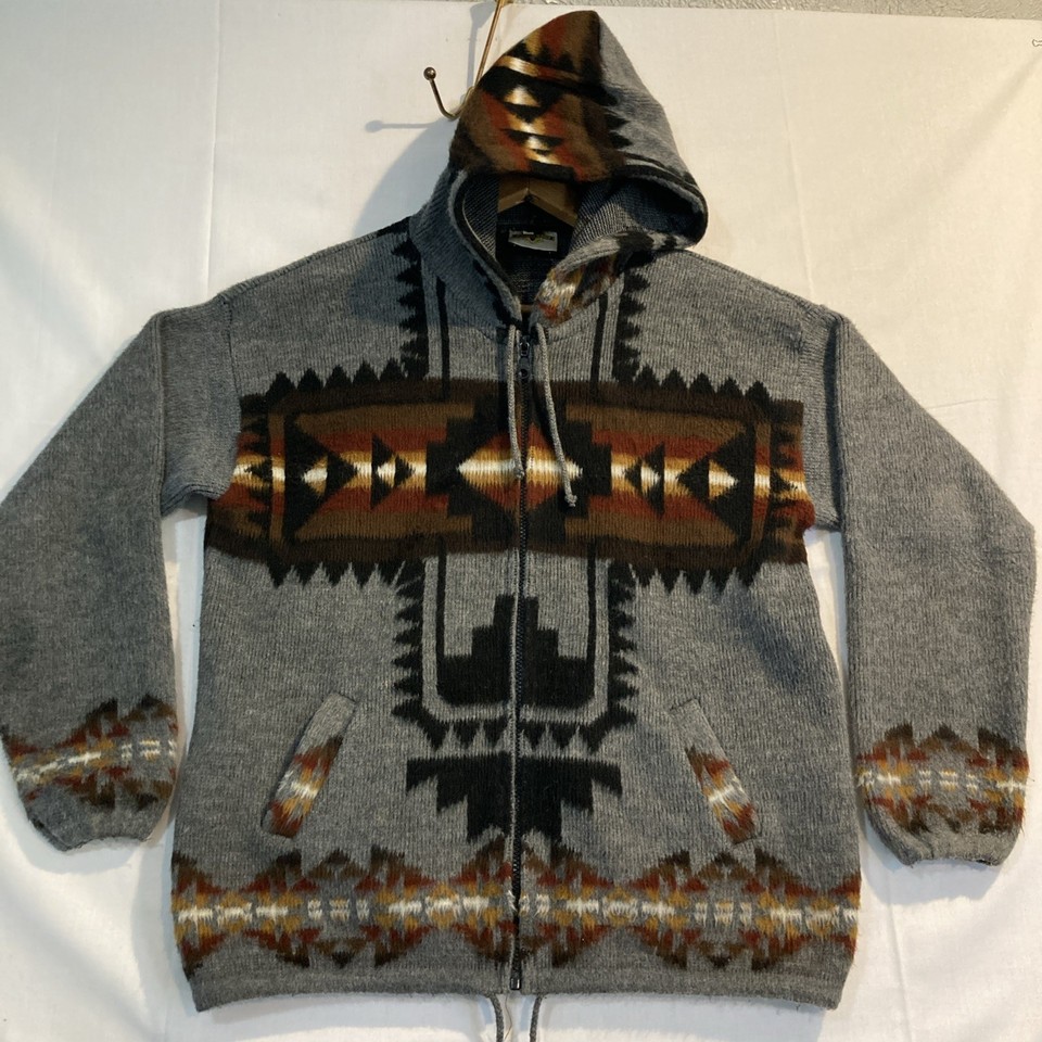 Earth Ragz Men’s S Full Zip Hoodie Sweater Southwest Aztec Thick Wool ...