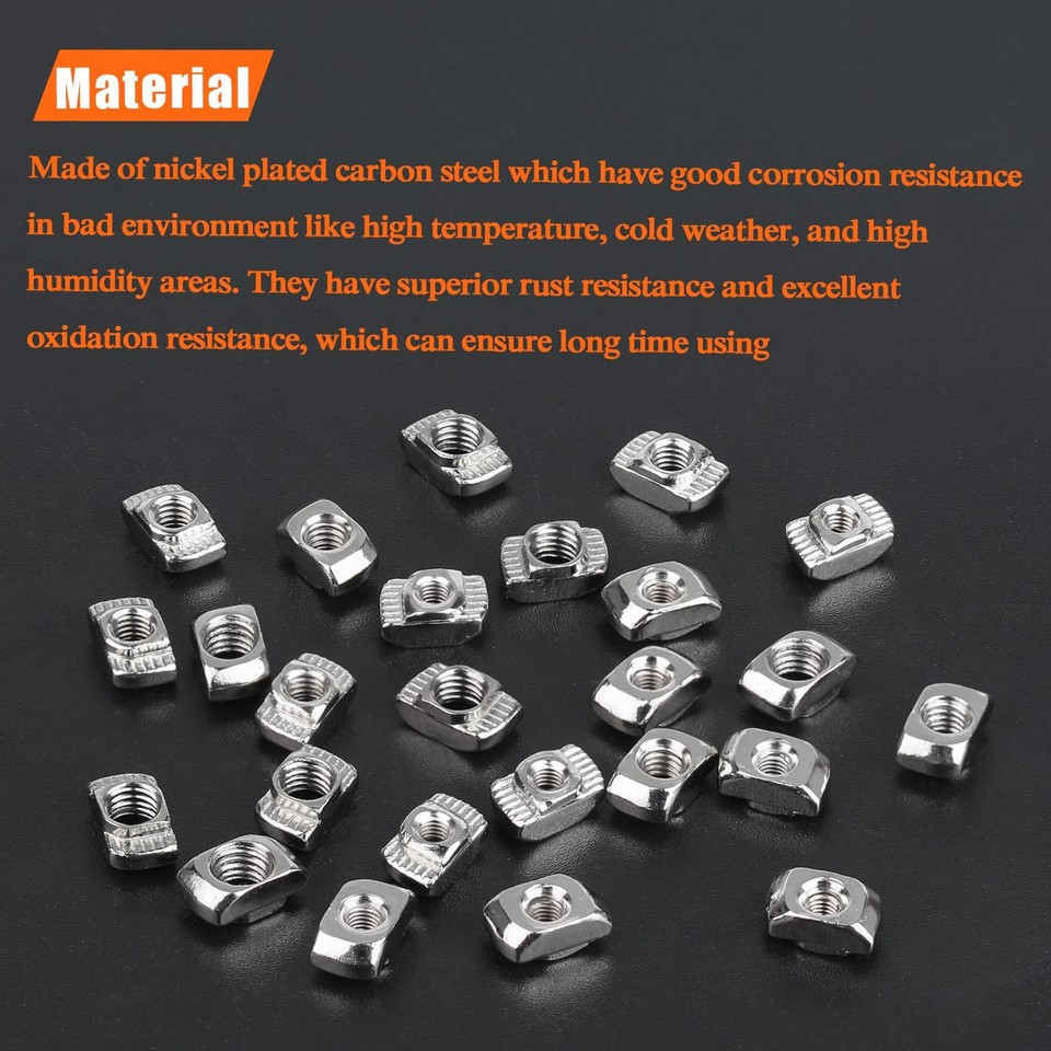 200 Pieces 2020 Series M3 T Nuts, M3 T Slot Nuts for Aluminum Profile ...