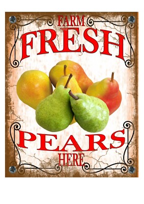Farm Shop Sign Fresh Fruit Fresh Pears Shop Sign Kitchen Wall Plaque ...