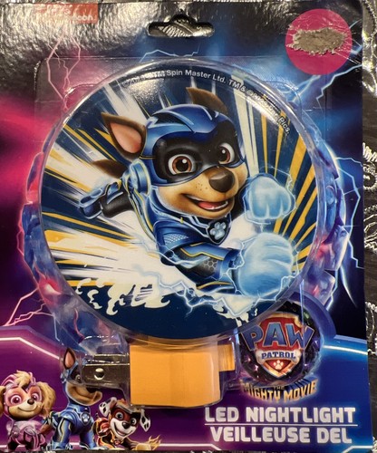 Paw Patrol Mighty Movie Chase LED Night Light Wall Plug-In On/Off ...