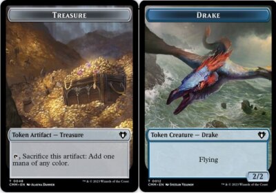 MTG-1x-Near Mint, English-Treasure (0048) // Drake (0012) Double-Sided ...