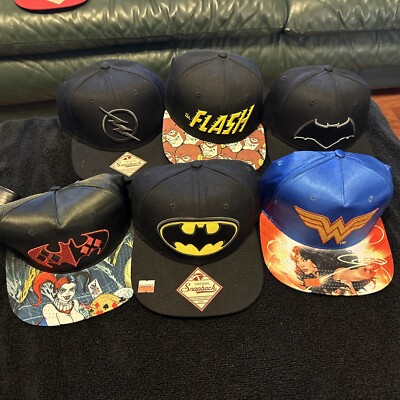 Lot of 6 Brand New DC Comics Hats Snapback Superhero | eBay