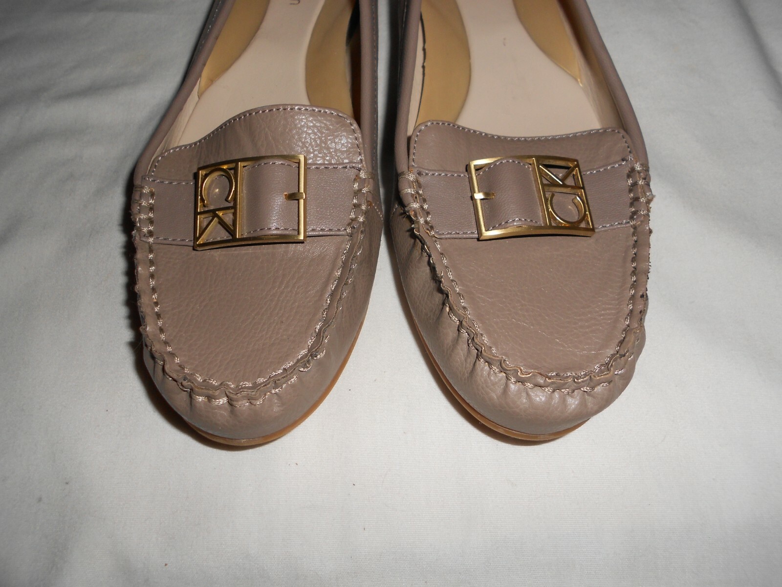 Calvin Klein Kami Tan Leather Loafer Flats Womens Siz… - Gem