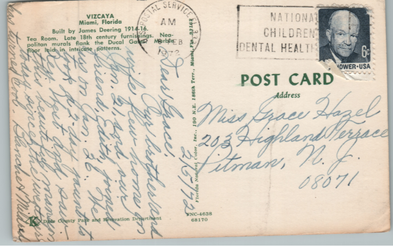 Vintage Postcard Vizcaya Miami Florida Tea Room James Deering | eBay