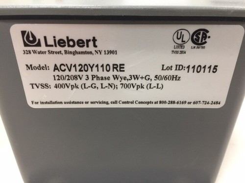 LIEBERT Accuvar ACV120Y110RE Surge Suppression System 120/208 volt | eBay