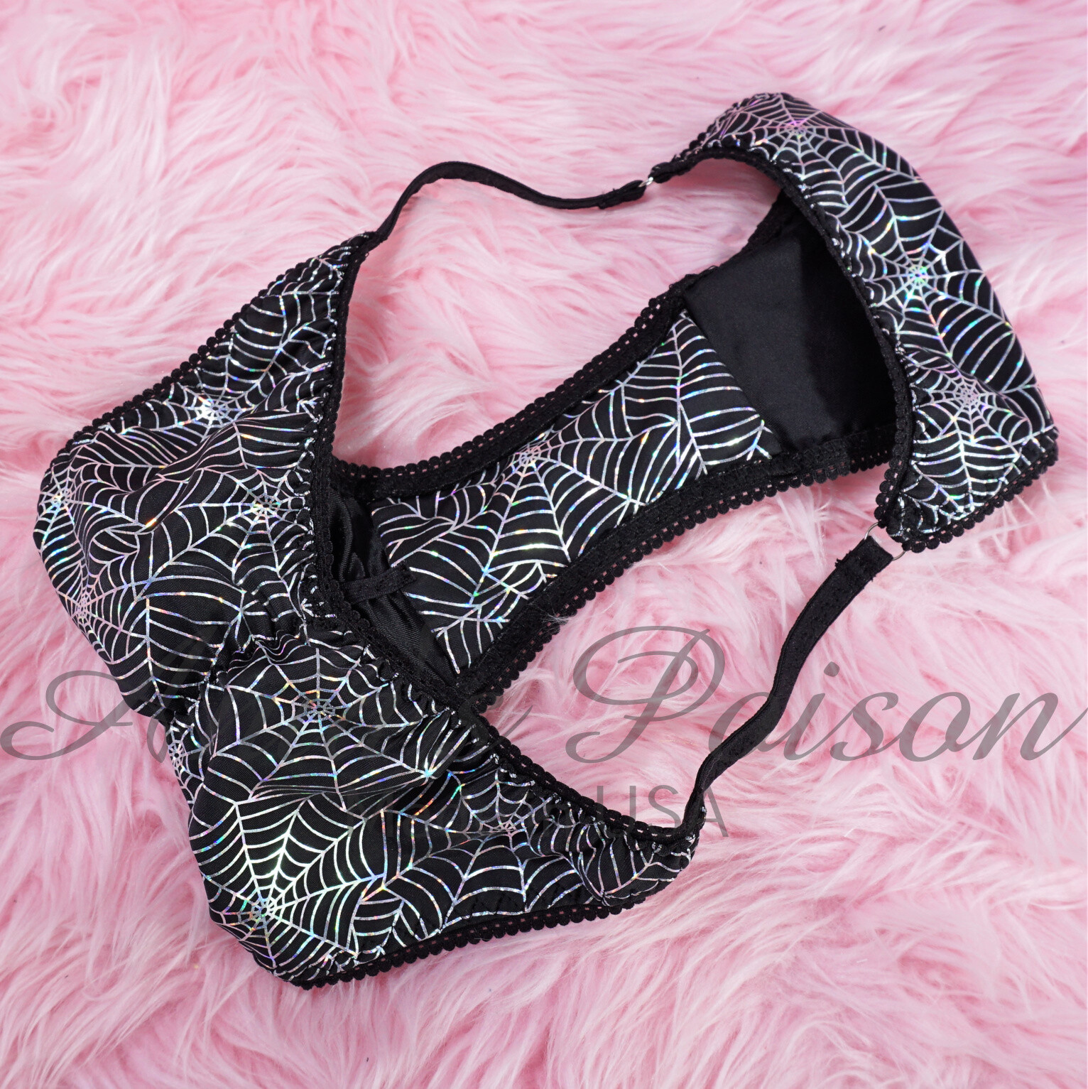 Halloween Satin Stretch Panties Spiderweb Tiny Scrunch butt string ...