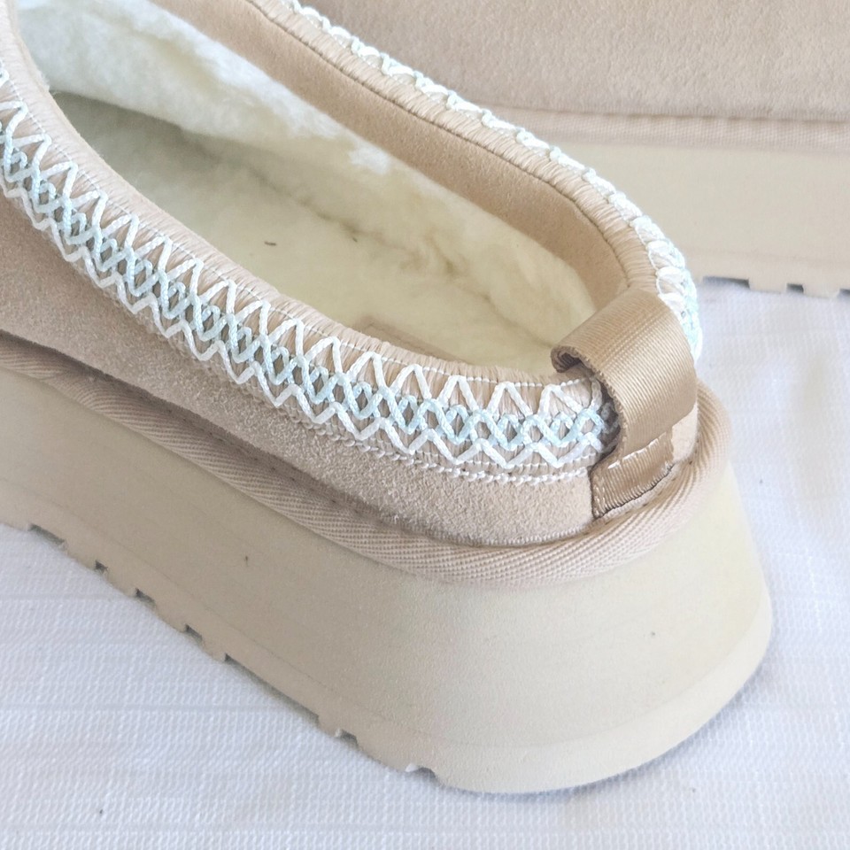 NWOB WOMENS SIZE 12 SAND UGG TAZZ 1122553 TASMAN BRAID SUEDE PLATFORM ...