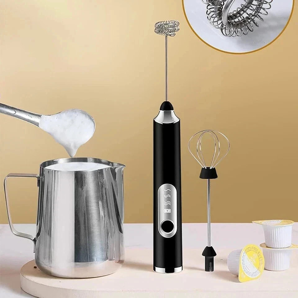 Rechargeable Electric Milk Coffee Frother Whisk Egg Beater Handheld ...