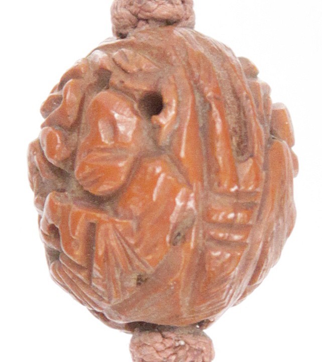 Antique Chinese Hand Carved Hediao Nut Pit Beads Carved Wooden Basket ...