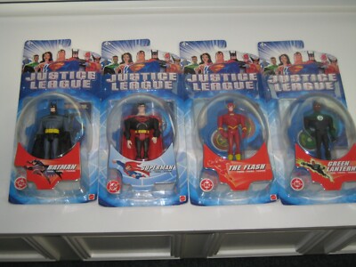 4 - JUSTICE LEAGUE FIGURES : BLACK / RED SUPERMAN & THE FLASH / BATMAN ...