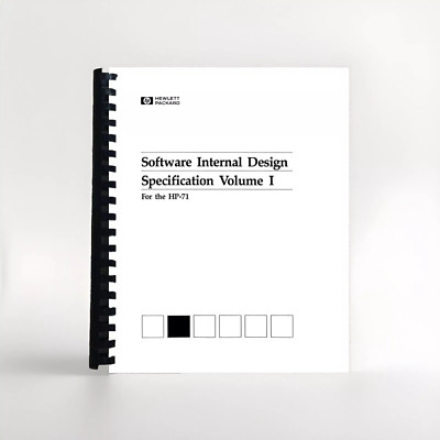 Software Internal Design Specification Volume I for the HP-71 | eBay