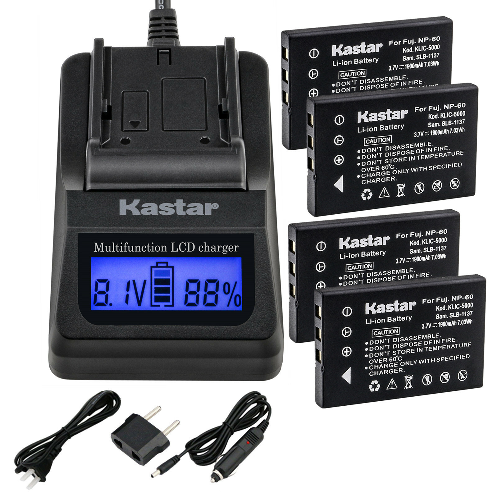 Kastar Battery LCD Fast Charger for POLAROID PR-108DG DVC-00725F PDC ...