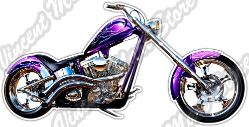 Chopper Motorcycle Purple Bike Biker Engine Car Bumper Vinyl Sticker ...
