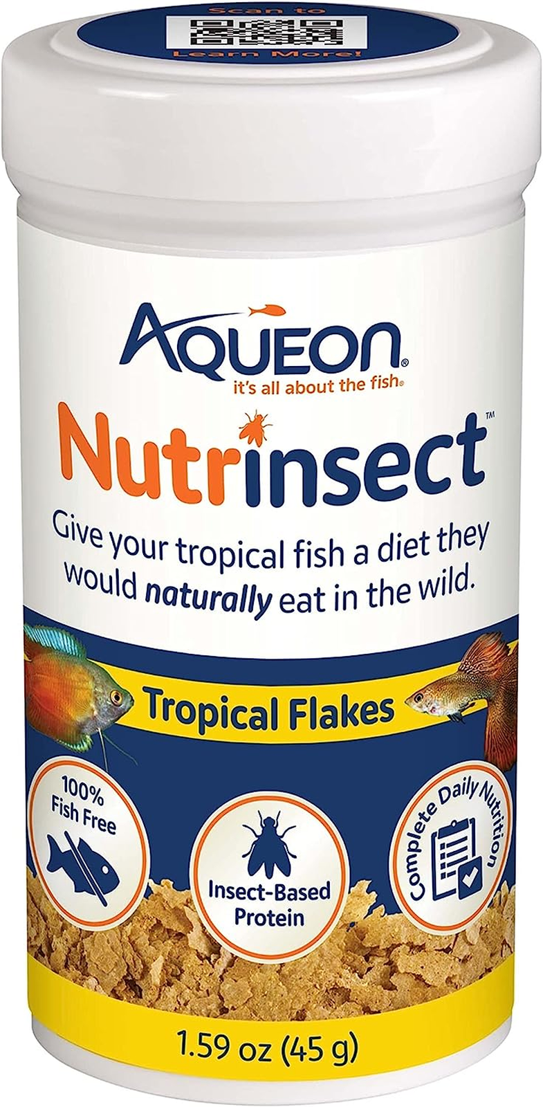 Aqueon Nutrinsect Fish-Free Fish Food, Tropical Flakes, 1.59 Oz | eBay