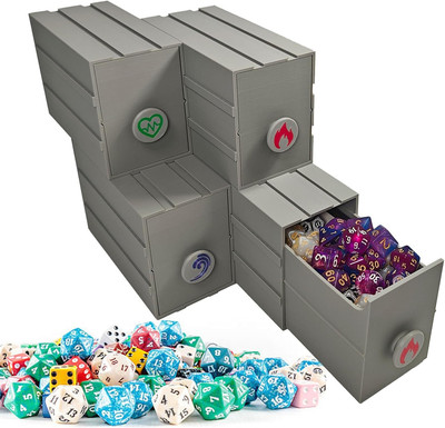 Modular DND Dice Storage Chest - Holds 180 Dice, Pull-Out Design, 4 ...