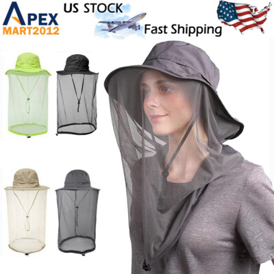 Mosquito Head Net Hat with Hidden Mesh Protection Bugs Bees for Hiking ...