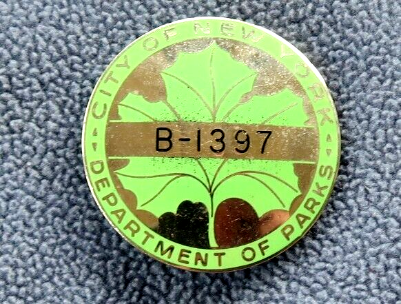 Vintage CITY of NEW YORK Department of Parks BADGE, Security - Leaf | eBay