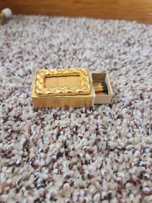 Vintage Golden Match Holder Box With Matches | eBay