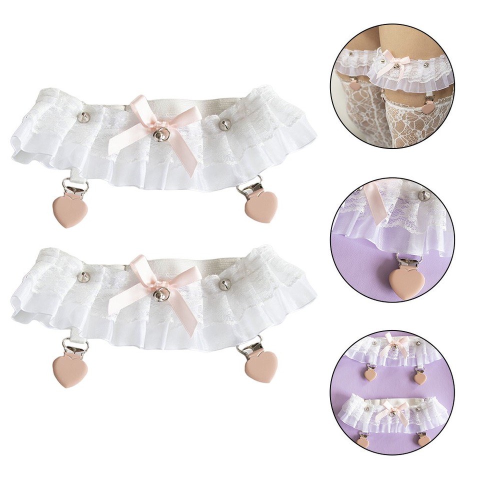 1 Pair Heart Shaped Clips Leg Rings Lolita Garters Elastic Suspenders ...