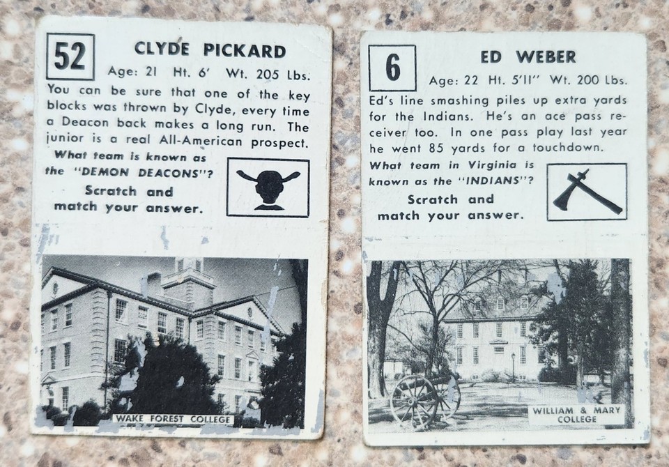 Lot of 14 1951 Topps Magic Football Cards Lou D'Achille Jim Weatherall ...