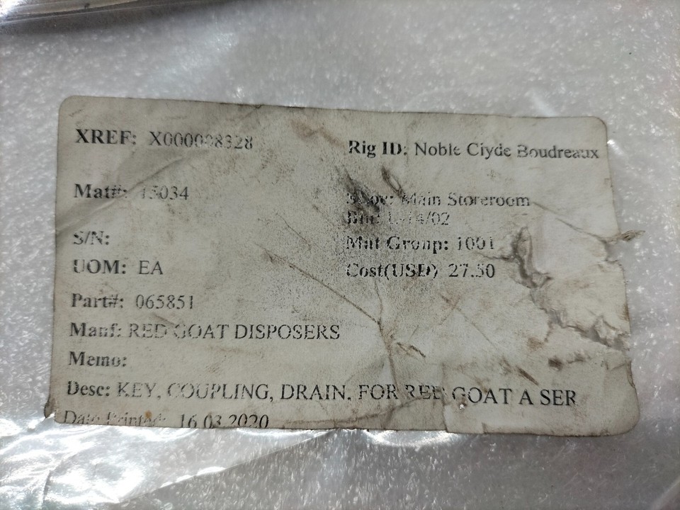 RED GOAT DISPOSERS 065851 KEY COUPLING DRAIN | eBay