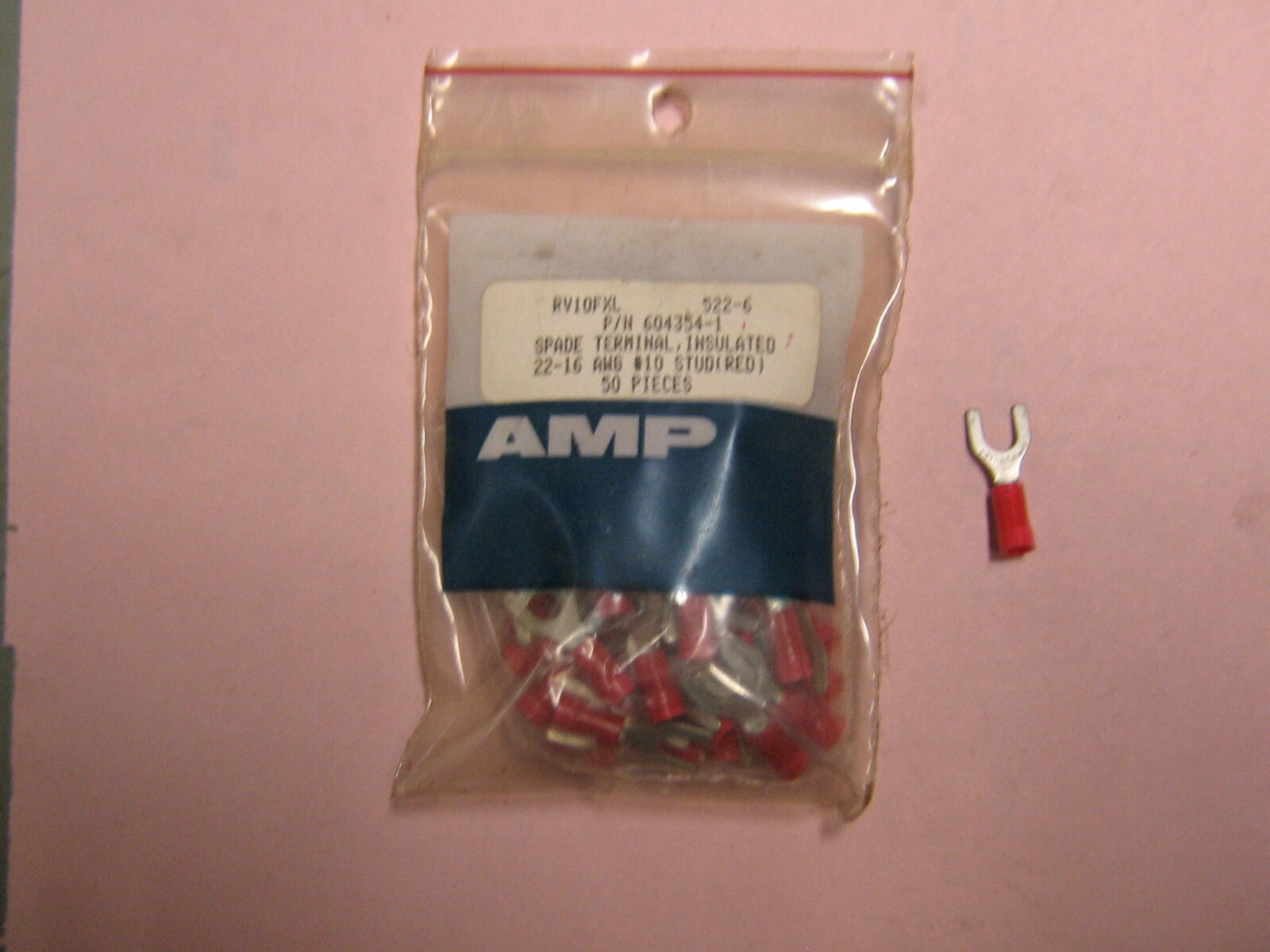 (50) Insulated Spade Terminal, 22-16 Gauge AWG, 10 Stud, AMP, | eBay