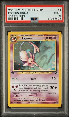 Espeon - Neo Discovery 1/75 - holo 1st Edition MINT PSA 9 Pokemon Card ...